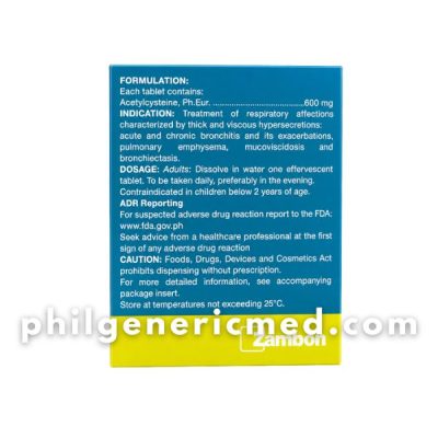 Acetylycysteine FLUIMUCIL 100mg Sachet 20's - Philippine Generic Medicines