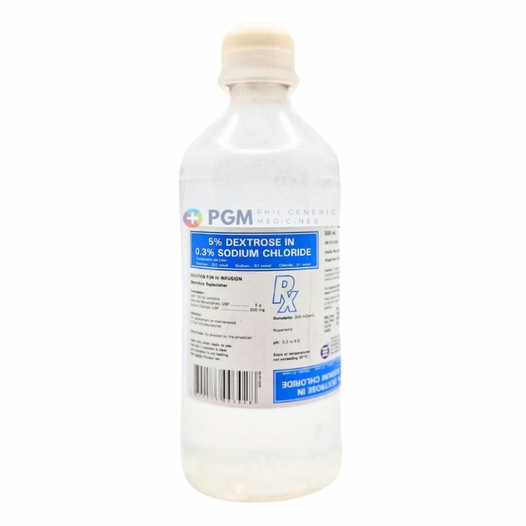 5% Dextrose in 0.3% Sodium Chloride 500ml - Philippine Generic Medicines