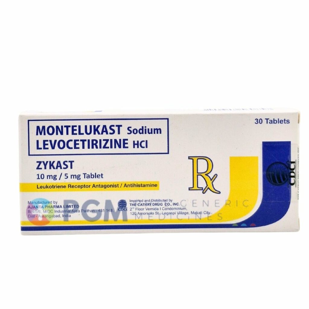Montelukast Sodium Levocetirizine HCI 10mg/5mg Tablet ( ZYKAST ...