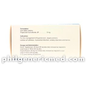 Propranolol Hydrochloride ORANOL 10mg Tablet 100's - Philippine Generic ...