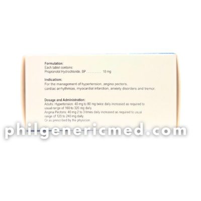 Propranolol Hydrochloride ORANOL 10mg Tablet 100's - Philippine Generic ...