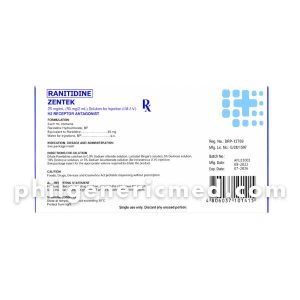 Ranitidine ZENTEK 25mg/mL(50mg/2mL) Solution for injection (I.M/I.V ...