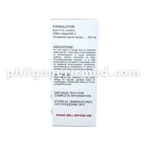 Vitex Negundo L. Lagundi Leaf CLIRCAF 60ml Syrup 300mg / 5mL ...