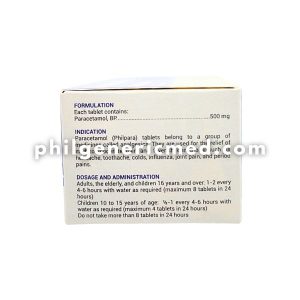 Paracetamol PHILPARA 500mg Tablet 100's - Philippine Generic Medicines