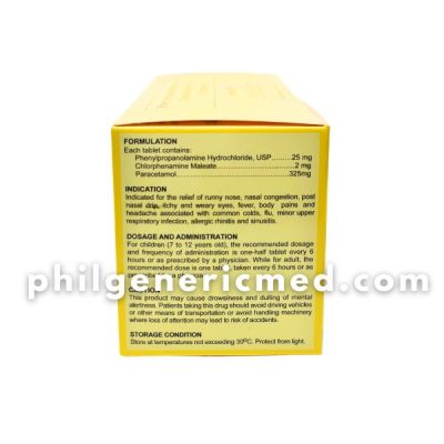 Phenylpropanolamine Hydrochloride Chlorphenamine Maleate Paracetamol ...